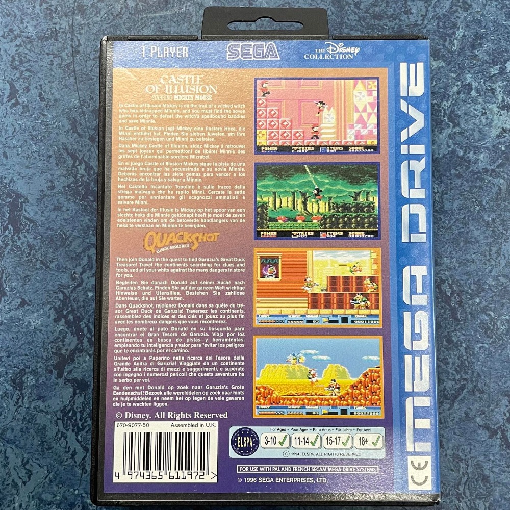 Pre-owned Sega Mega Drive Game Disney Quackshot & Castle of Illusion ...